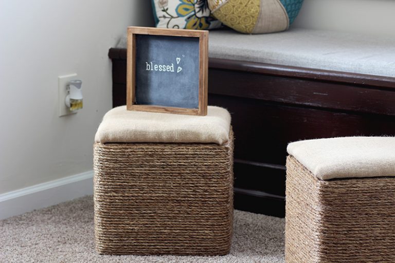 Do-It-Yourself Jute Rope Footstool Makeover | Kenya Rae
